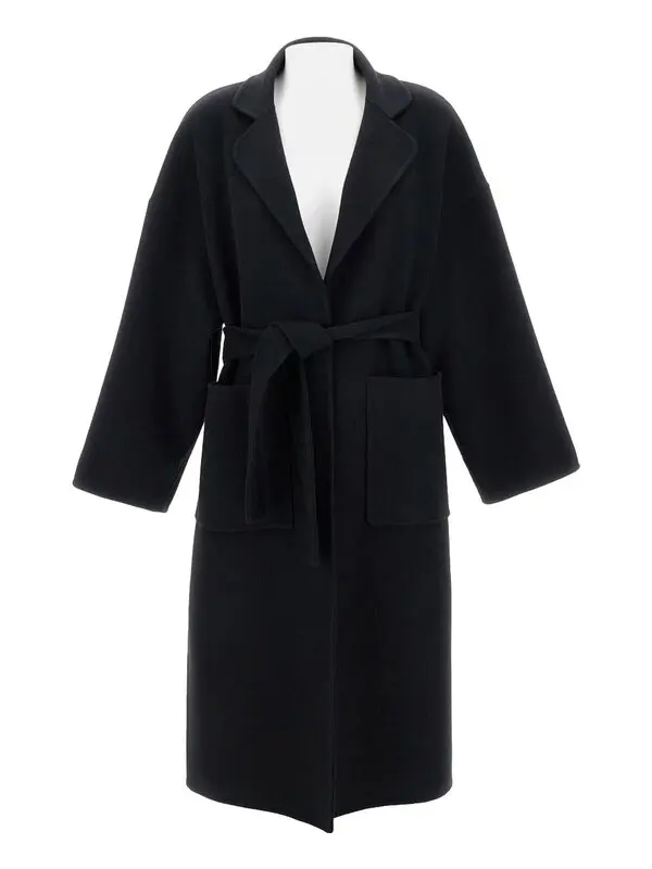 AFTERCOAT Wool Blend Long Coat - Black