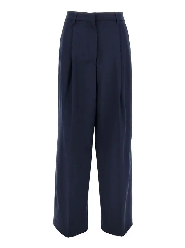 THELATEST Wool Blend Pleated Trousers - Blue