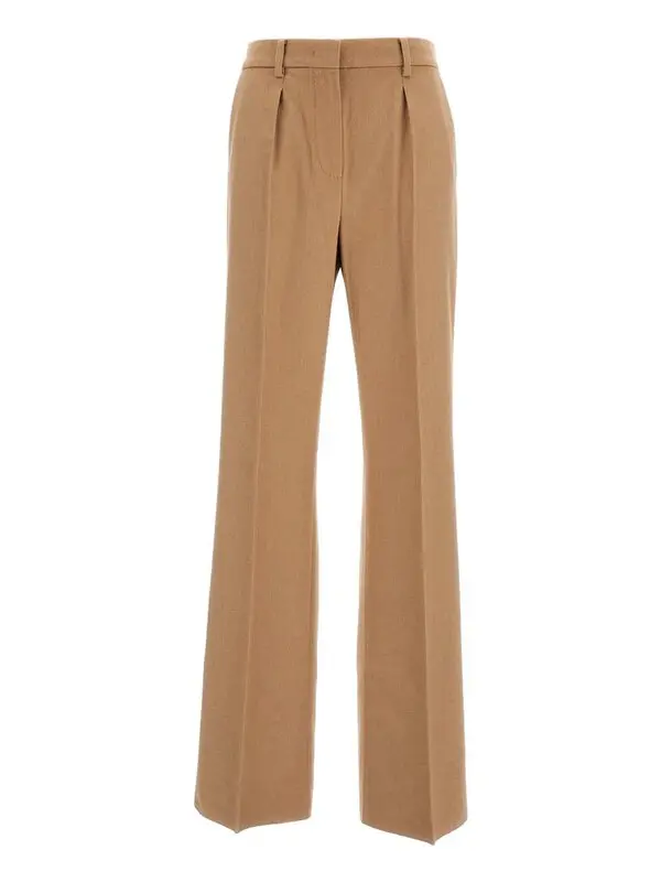 Max Mara Wide Leg Pleated Trousers - Brown