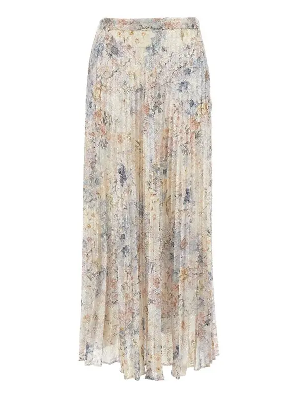 GOLDEN GOOSE Pleated Floral Print Skirt - Multicolore