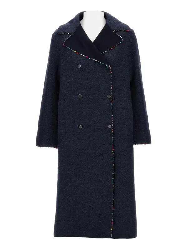 Pero Wool Double-breasted Coat - Blue