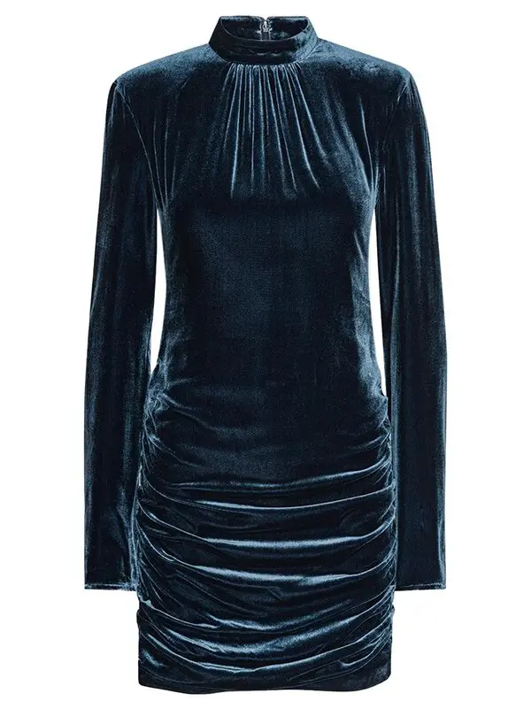 ROTATE BY BIRGER CHRISTENSEN Fitted Velvet Dress - Blue