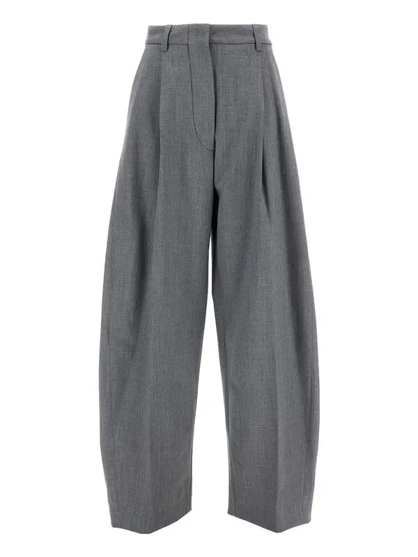 THELATEST Wide Leg Pleated Trousers - Grey