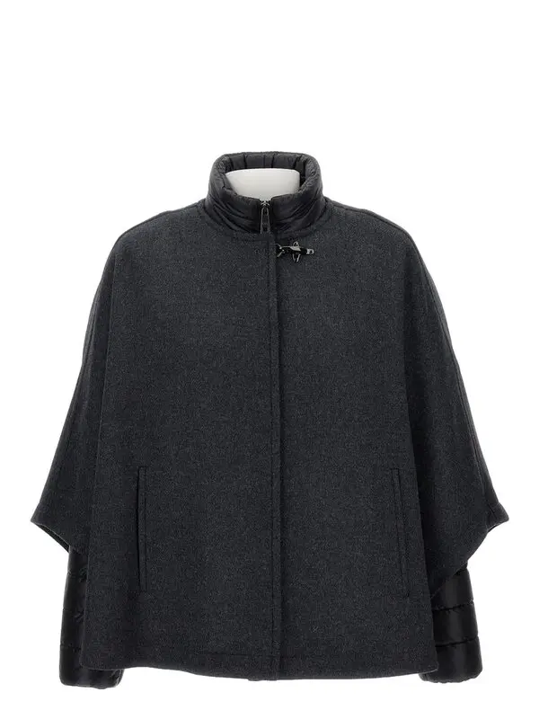 FAY Virgin Wool Blend Cape - Grey