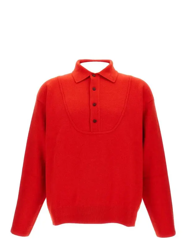 Jacquemus La Maille Vareuse Pallone' Polo - Red