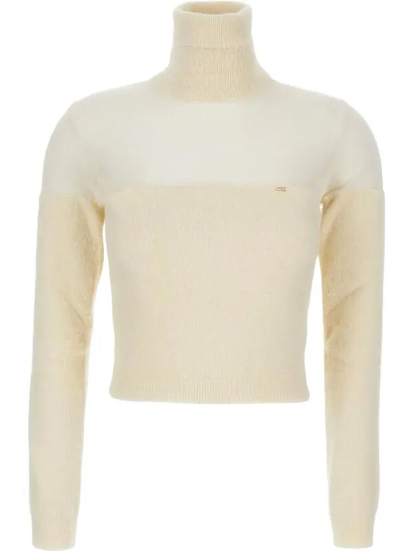 Elisabetta Franchi Turtleneck With Brushed Insert - White