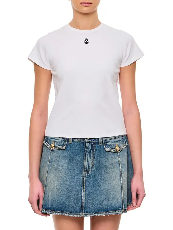 Alexander McQueen Crew Neck T-shirt With Embroidered Logo - White