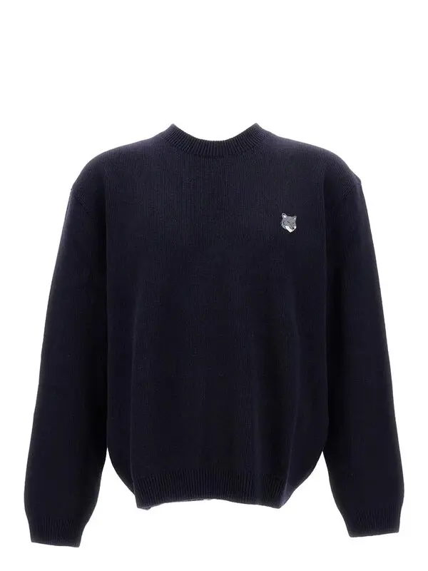 Maison Kitsuné Lambswool V-neck Sweater - Blue