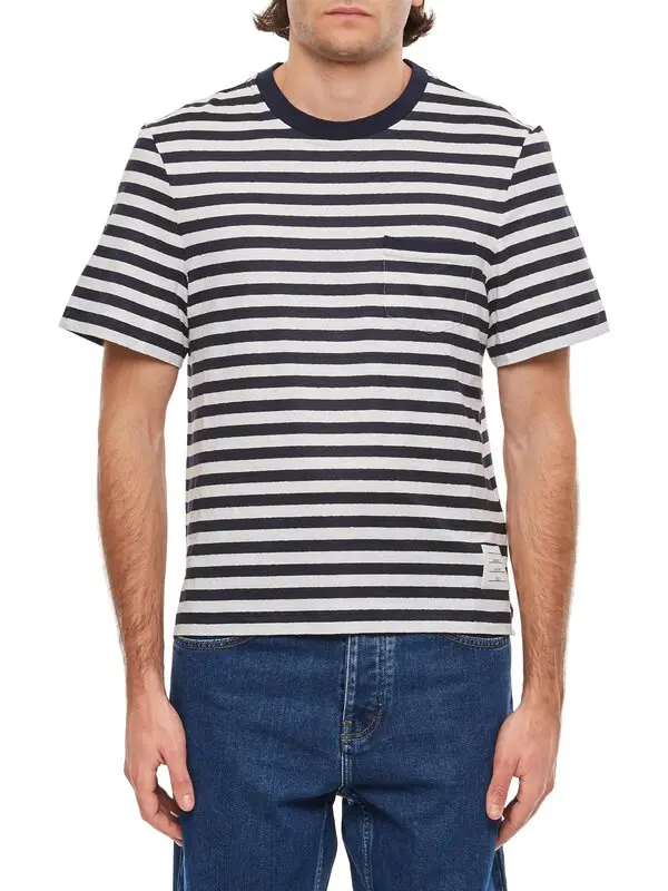 Thom Browne Linen Striped T-shirt - Blue