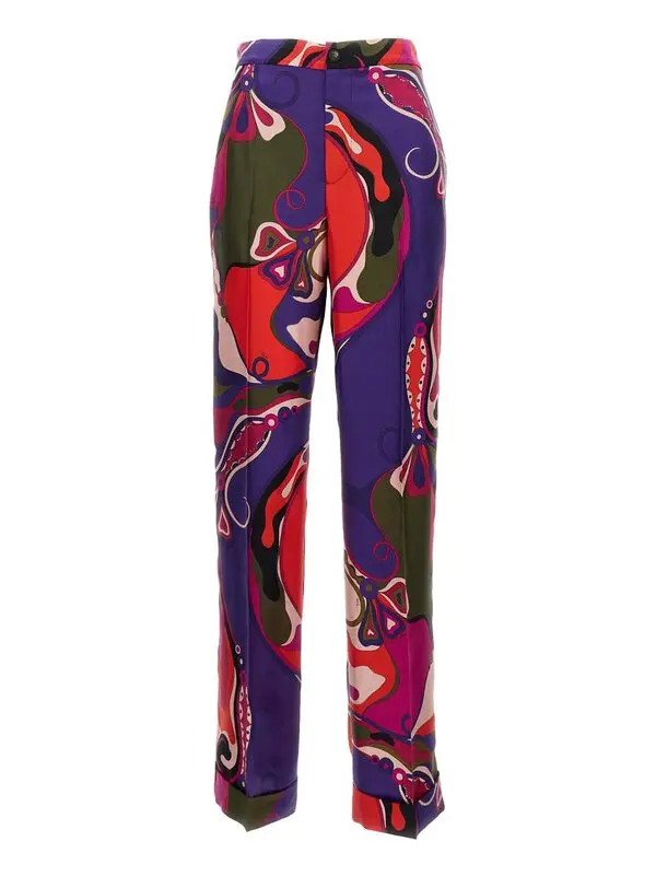 Emilio Pucci Silk Twill Pants - Multicolor