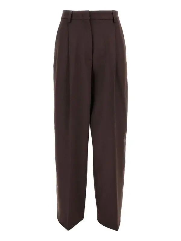 THELATEST Wool Blend Wide Leg Trousers - Brown