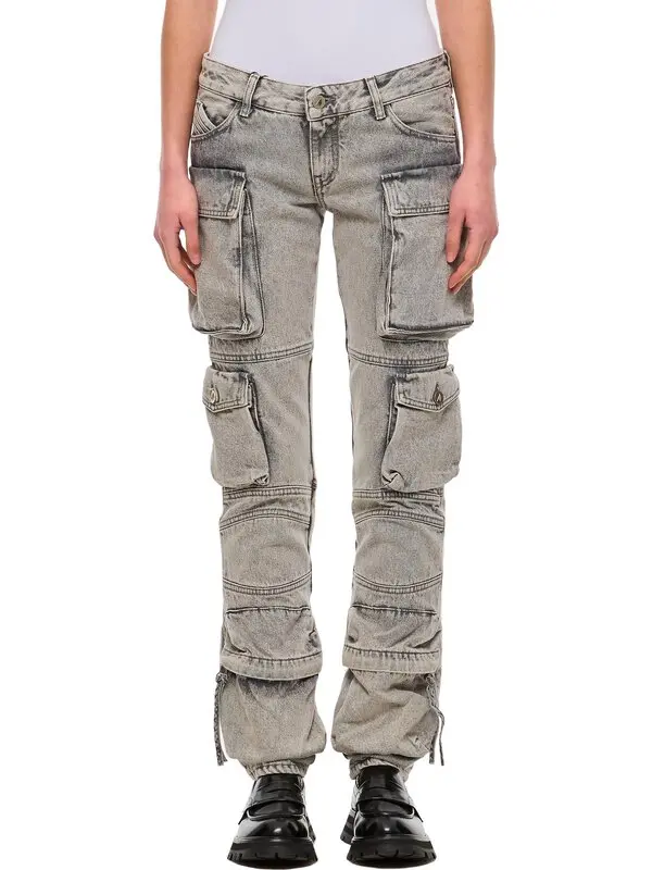 Attico Essie Denim Cargo Pants - Grey