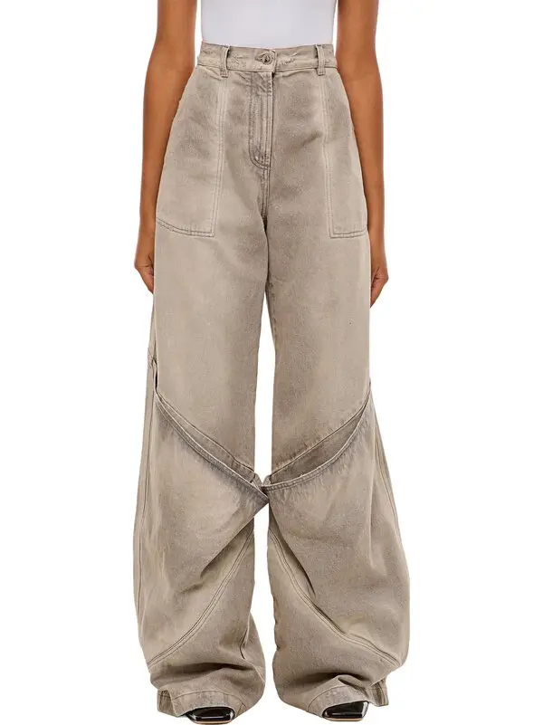 Attico Oversize Denim Pants - Grey