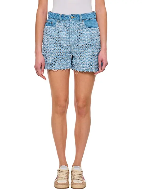 Stella McCartney Denim Boucle Shorts - Sky Blue