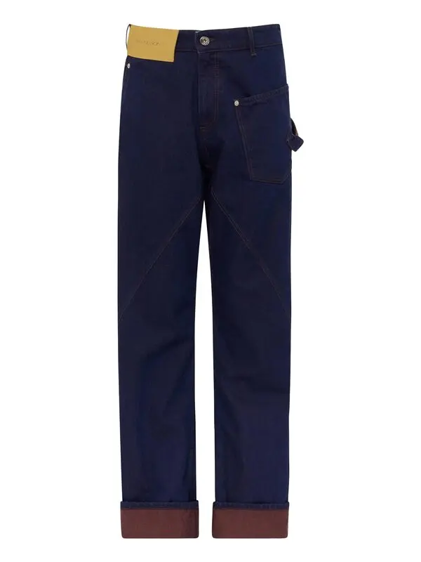 JW Anderson Turn Up Twisted Workwear Jeans - Blue