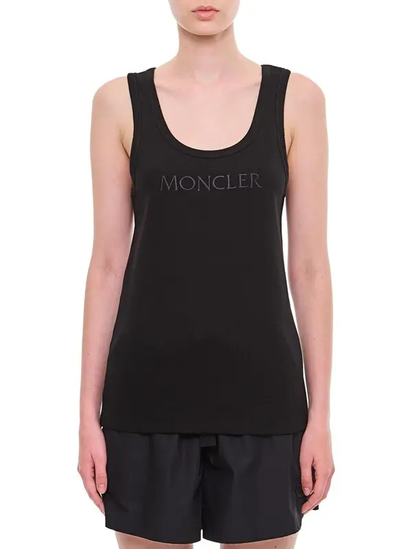 Moncler Tank Top With Logo - Black