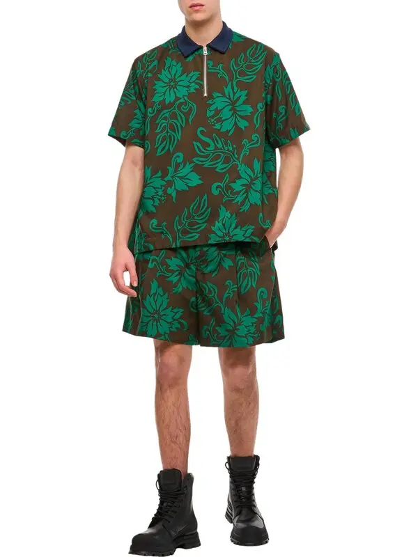 Sacai Floral Print Shorts - Green