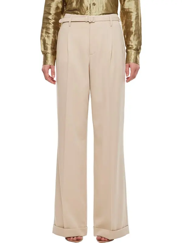 Ralph Lauren Acklie Straight Leg Wool Trousers - Beige