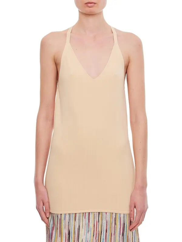 QUIRA Viscose Dancer Tank Top - Beige