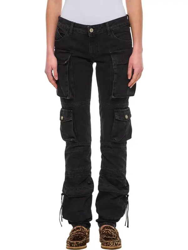 Attico Essie Denim Cargo Pants - Black