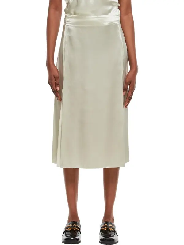 Bottega Veneta Fluid Satin Midi Skirt - Green