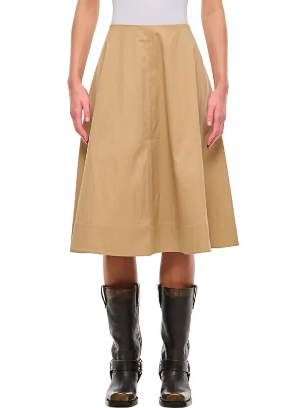 Khaite Trapeze Midi Skirt - Beige