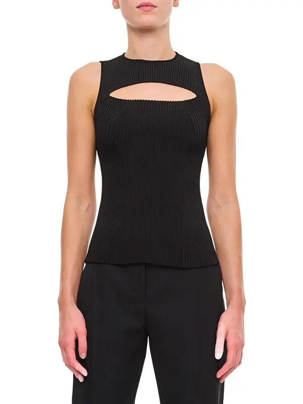 Alexander McQueen Sleeveless Cut Out Knit Top - Black