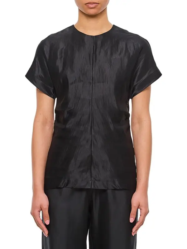 Loulou De Saison Short-sleeve Fitted Blouse - Black