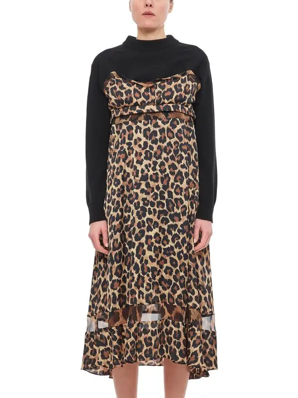 Sacai Leopard Print Knit Dress - Multicolor
