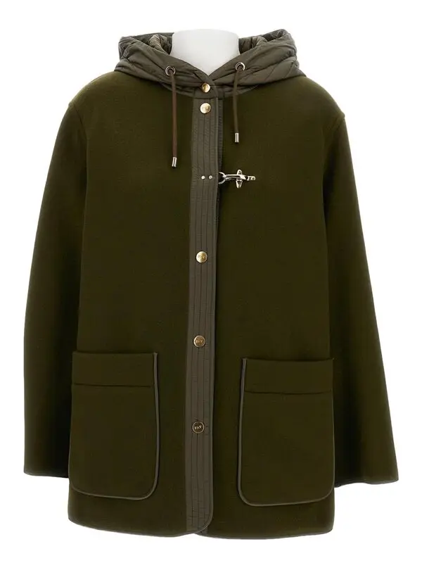 FAY Wool-blend Hooded Coat - Brown