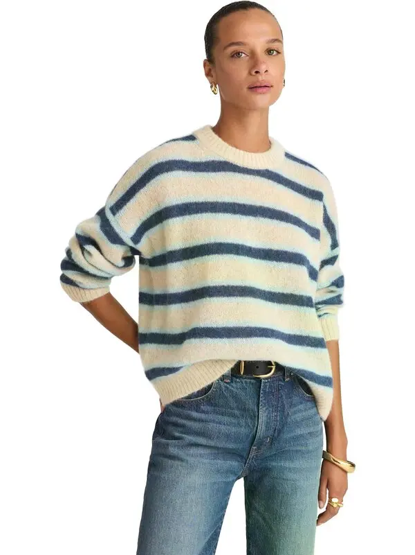 Madewell Striped Alpaca Blend Pullover Sweater - Seaspray Multi Stripe