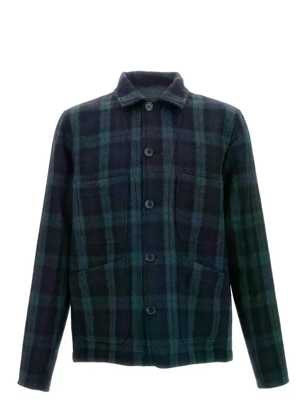 Paul Smith Checked Wool Overshirt - Blue