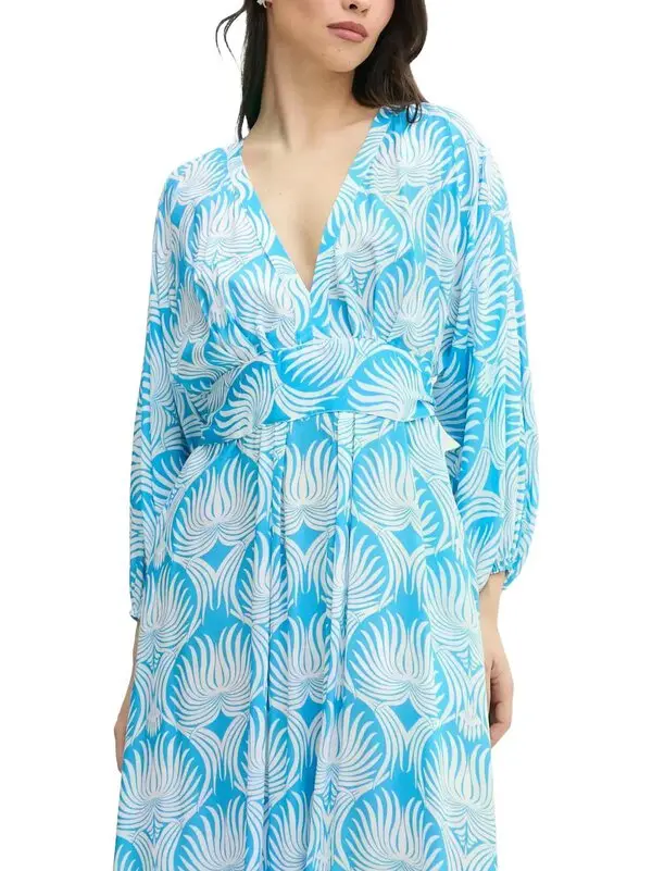 Melissa Odabash Leaf-print Pleated Maxi Dress - Blue