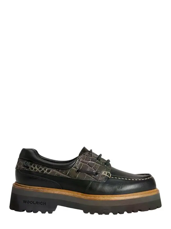 Woolrich Leather Crocodile-effect Shoes - Black