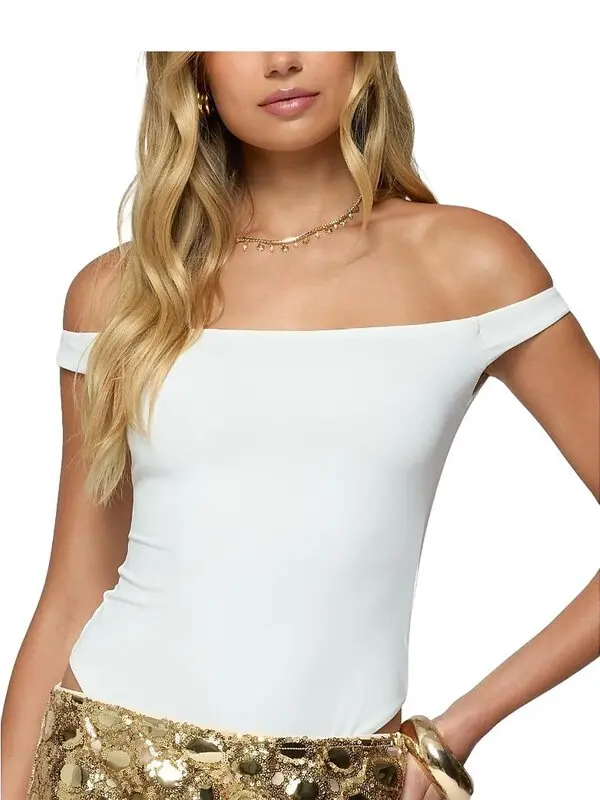 EDIKTED Bryony Off Shoulder Bodysuit - White