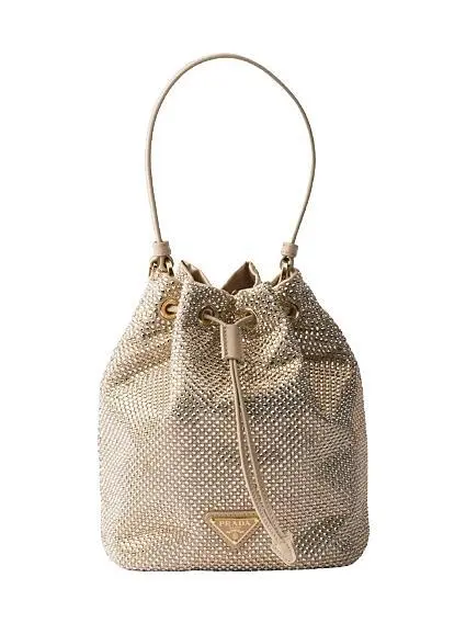Prada Mini Crystal-studded Satin Bag - Neutral