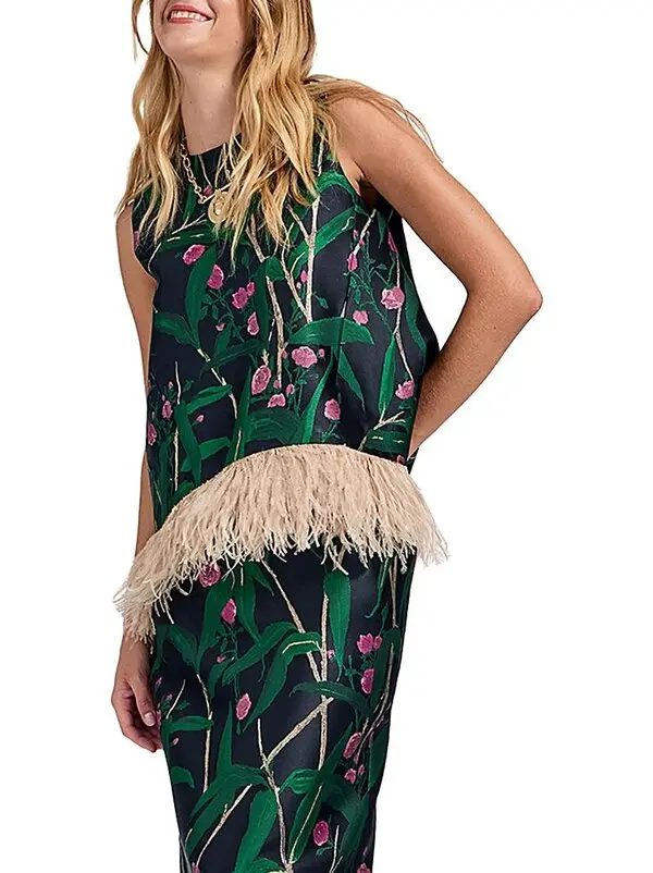 La DoubleJ La Scala Feather Top - Bamboo Jacquard Black