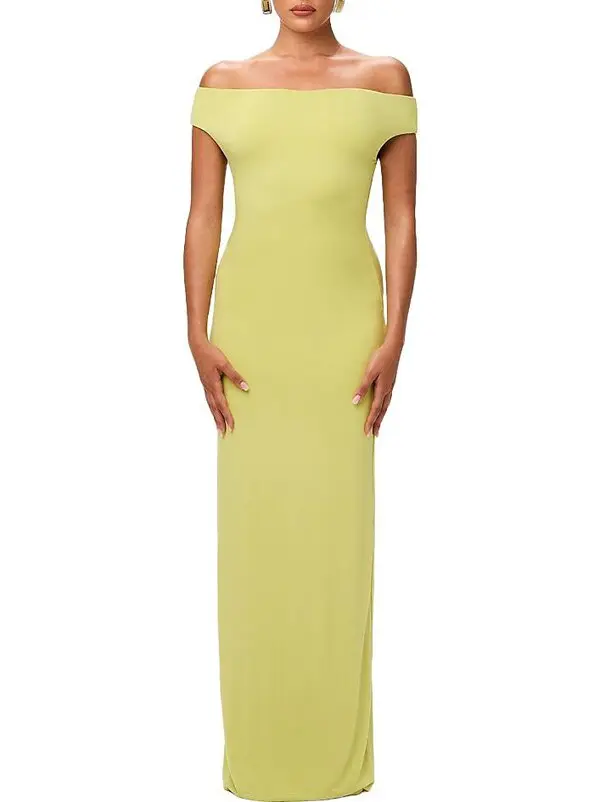Naked Wardrobe Off-the-shoulder Maxi Dress - Chartreuse