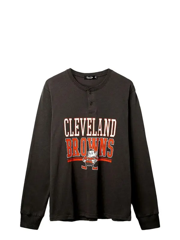 Junk Food Clothing Nfl Cleveland Browns Long Sleeve Henley - Vintage Black