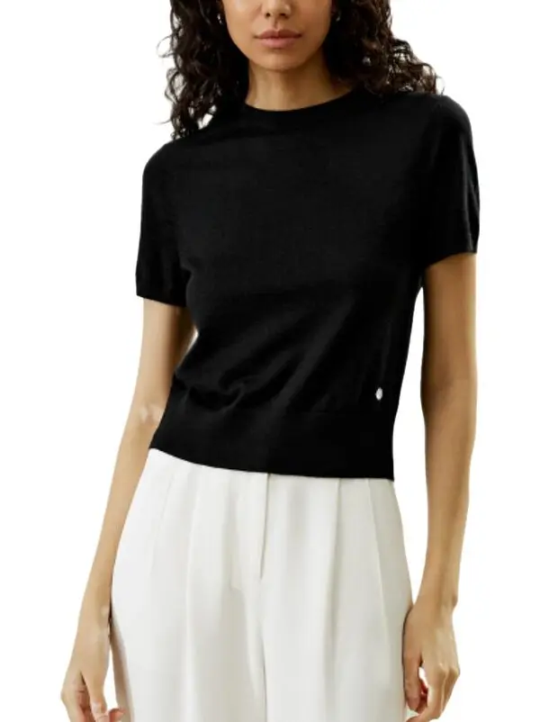 Lilysilk Cashmere Crew Neck Top - Black