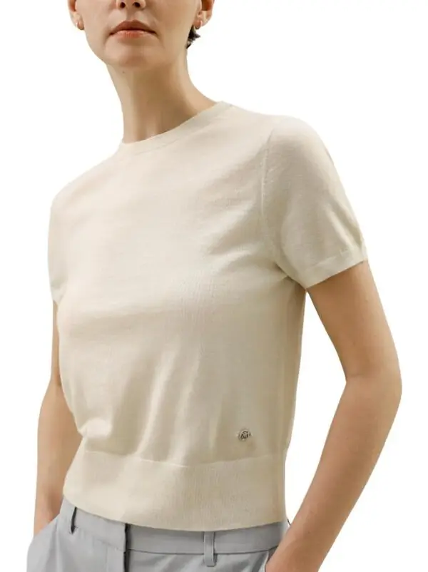 Lilysilk Cashmere Crew Neck Top - White