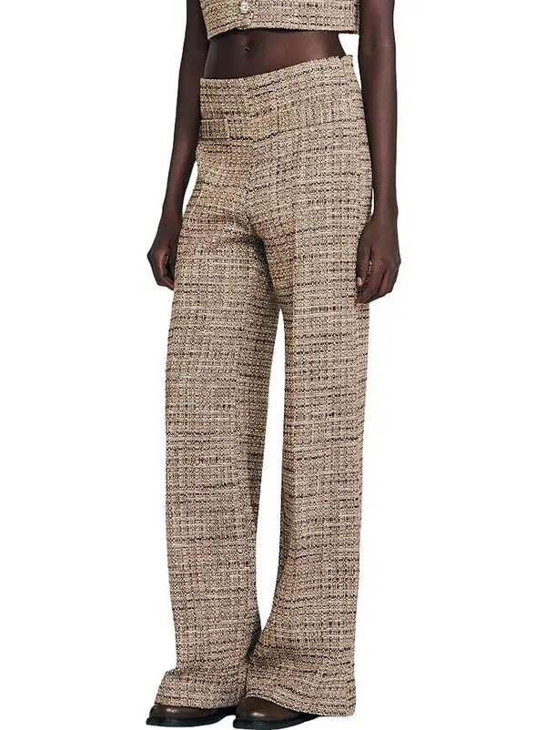 Sandro Decorative Tweed Trousers - Brown