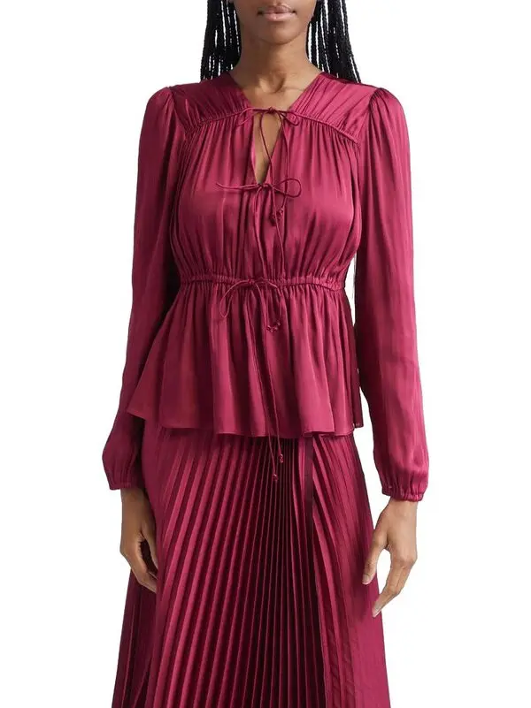 Derek Lam 10 Crosby Esmeralda Tie Front Top - Carmine