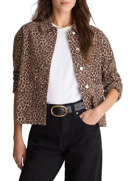 Madewell Leopard Print Denim Chore Jacket - Dark Mocha
