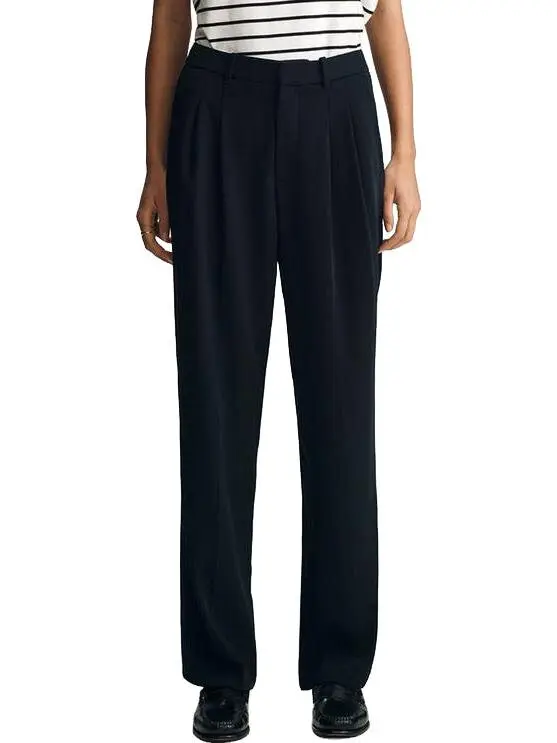 MAVI Pleated Straight Leg Trousers - Dark Navy
