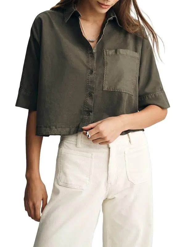 MAVI Kambaba Crop Shirt - Kambaba Green