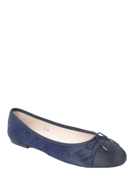 PAUL MAYER ATTITUDES Calf Hair Ballet Flats - Navy Haircalf