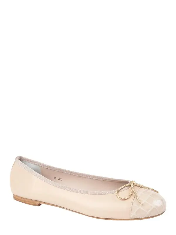 PAUL MAYER ATTITUDES Cap Toe Ballet Flat - Beige/crocodile