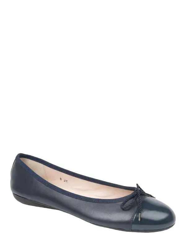 PAUL MAYER Cap Toe Ballet Flat - Navy/navy Patent