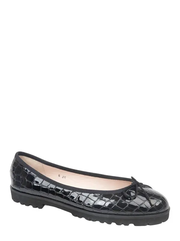 PAUL MAYER ATTITUDES Bravo Lug Sole Ballet Flat - Black Patent Croc